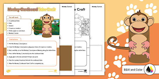Monkey Cardboard Tube Craft (teacher made) - Twinkl