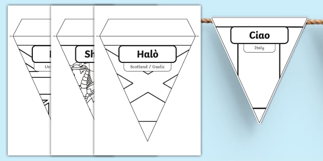 European Day of Languages Colouring Display Bunting - Twinkl