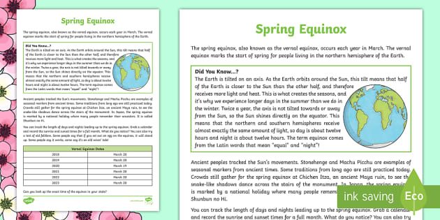 Spring Equinox Fact File | Twinkl Teaching Resources