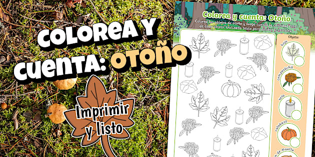 Hoja de actividad: Colorea y cuenta - Otoño