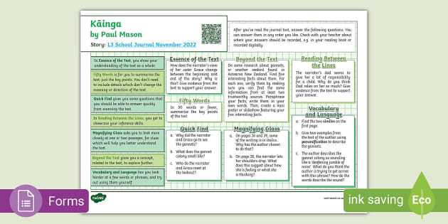 Level 3 November 2022 School Journal: Kāinga (Comprehension)