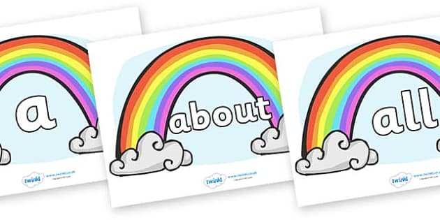 100 High Frequency Words on Rainbows (teacher made) - Twinkl