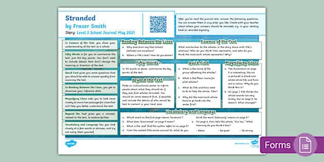 Level 3 May 2021 School Journal: Stranded Comprehension