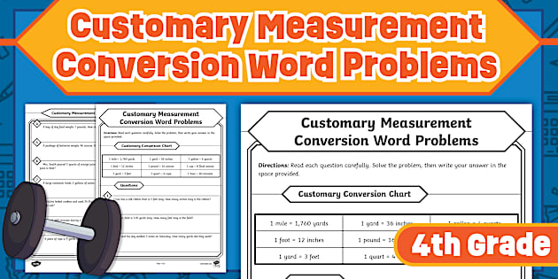 Customary Measurement Conversion Word Problems Worksheet