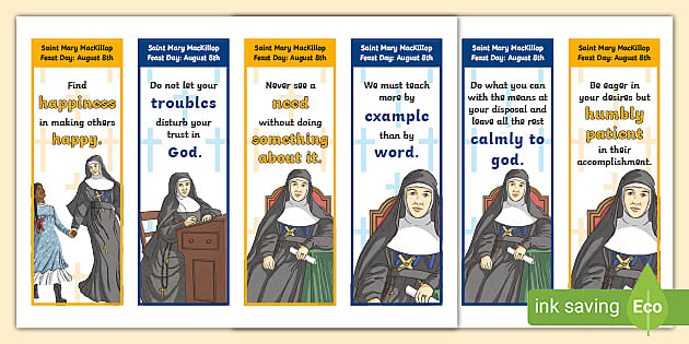 Saint Mary MacKillop Bookmarks (teacher made) - Twinkl