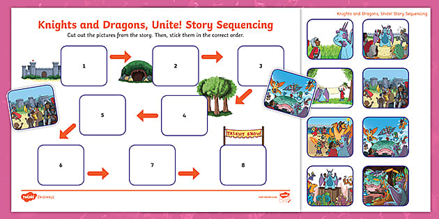 FREE! - Knights and Dragons, Unite! Story Sequencing Activity
