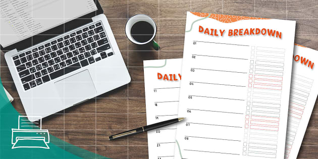 Daily Tasks Monthly Breakdown | Green & Orange | Twinkl Busy Bees