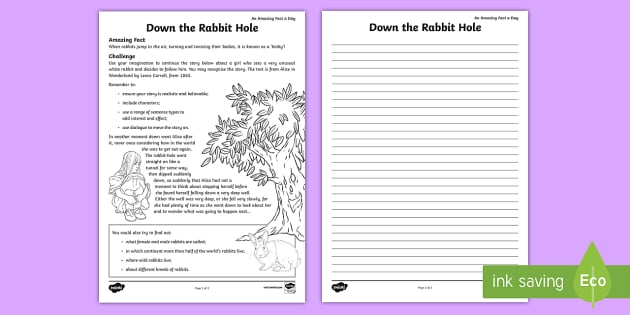 Down the Rabbit Hole Worksheet / Worksheet (teacher made)