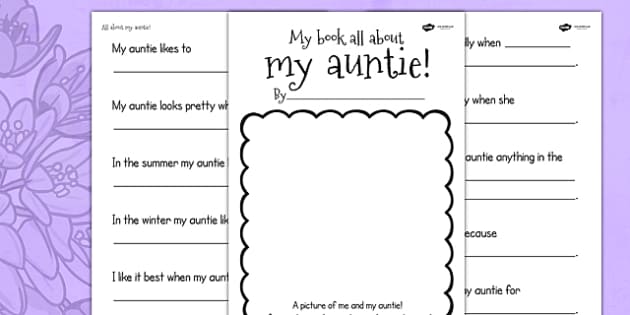 A Book About My Auntie Writing Templates (teacher made)