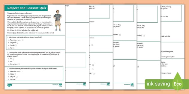 UKS2 PSHE Consent Quiz Activity Sheets - Respect and Consent