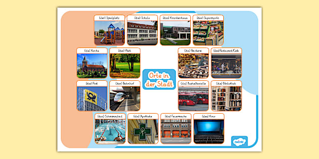 DaZ: Orte in der Stadt - Wortschatzsammlung - Twinkl