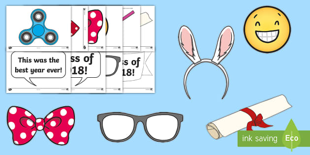 End of School Year Photo Booth Props Cut-Outs - Transition Activities