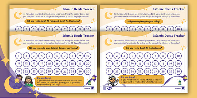 Ramadan Islamic Deeds Tracker (teacher made) - Twinkl