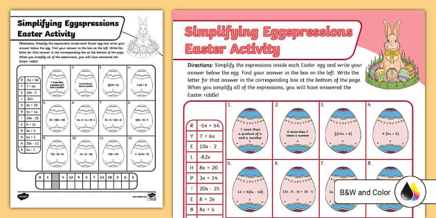Easter Simplifying Expressions Worksheet | Twinkl USA