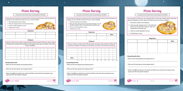 KS2 Pizza Pictogram Differentiated Worksheet / Worksheet