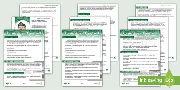UKS2 Computer Science Education Week Differentiated Reading Comprehension