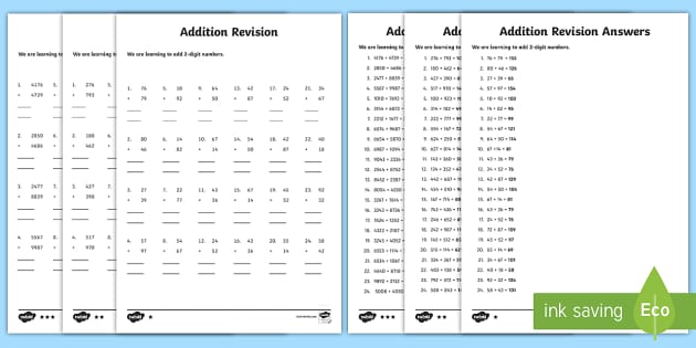 Addition Revision Differentiated Worksheet / Worksheets