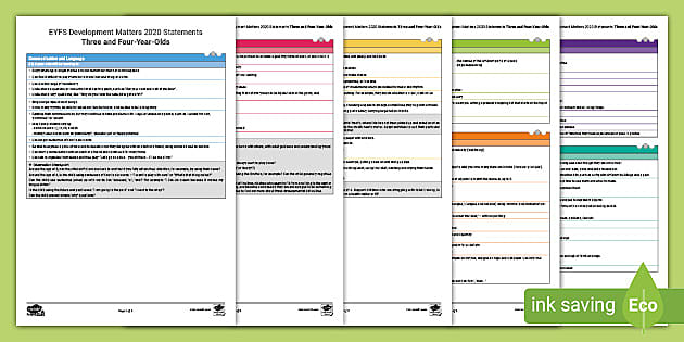 EYFS Development Matters 2020: Age 3 - 4 (teacher made)