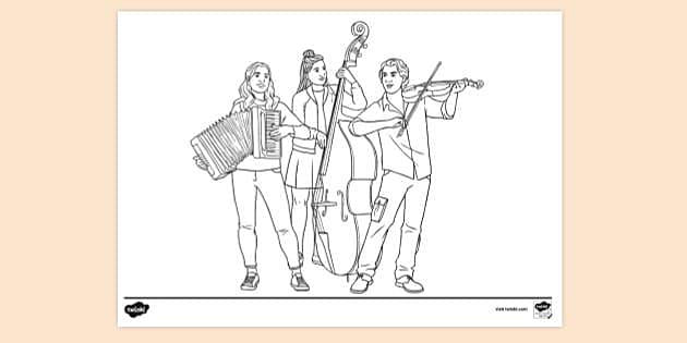 FREE! - Trio of Buskers Colouring Sheet - Twinkl