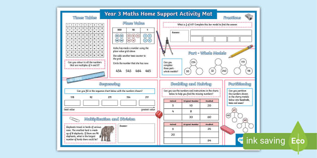 Year 3 Maths Home Support Activity Mat (teacher made) Year 3 Maths Home Support Activity Mat (teacher made)