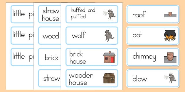 The 3 Little Pigs Word Cards (teacher made) - Twinkl