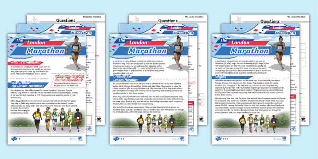 LKS2 The London Marathon Reading Comprehension - Twinkl