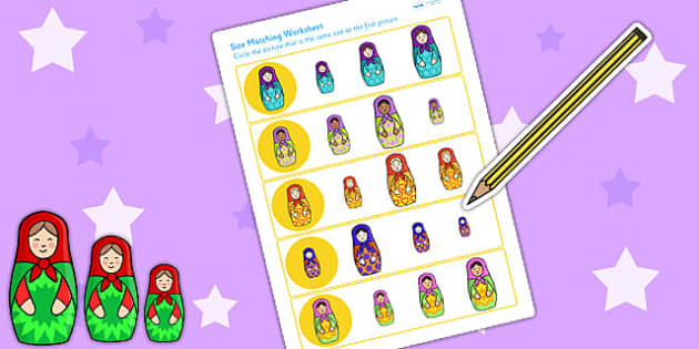 Russian Doll Size Matching Worksheet / Worksheet - Twinkl