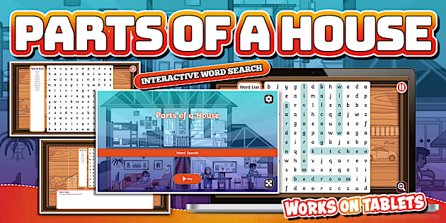 Parts of a House - Interactive Word Search (CAPS Aligned)