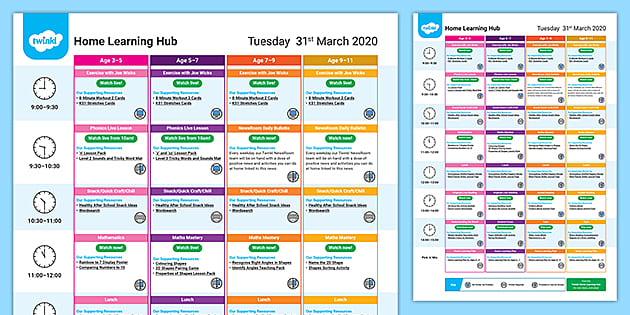 FREE! - Home Learning Daily Plan - Tuesday 31st March FREE! - Home Learning Daily Plan - Tuesday 31st March