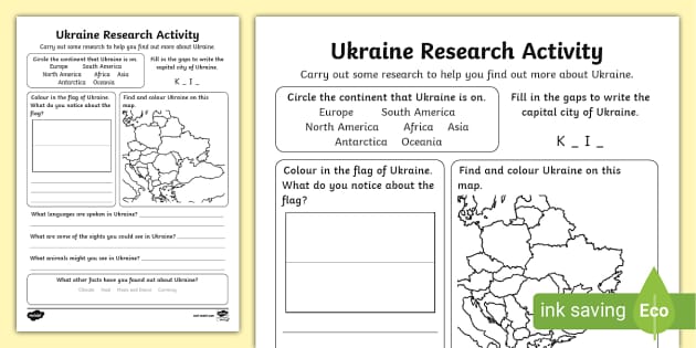 KS1 Ukraine Research Activity - Twinkl - Geography - Twinkl