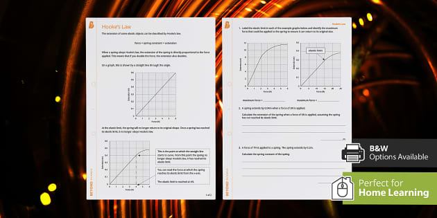 Hooke's Law Worksheet | Independent Learning | KS3 Forces