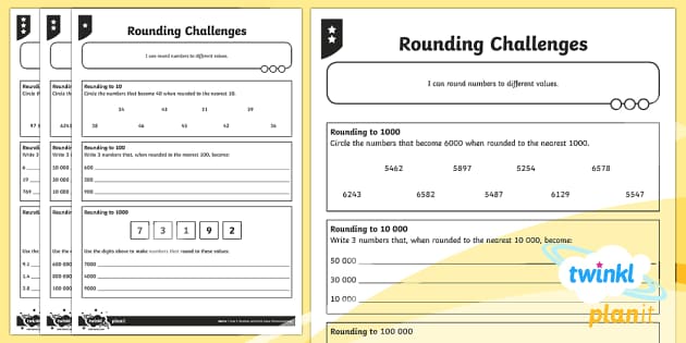 Rounding Challenges Differentiated Maths Worksheet - Twinkl