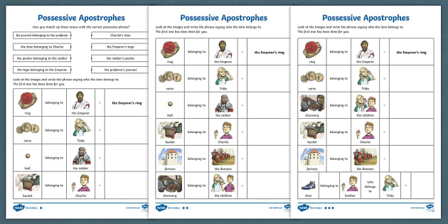 KS2 Apostrophes for Possession Differentiated Worksheets (Ancient ...