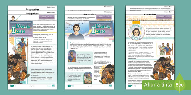 Comprensión lectora por niveles: Dédalo e Ícaro - Mitos griegos