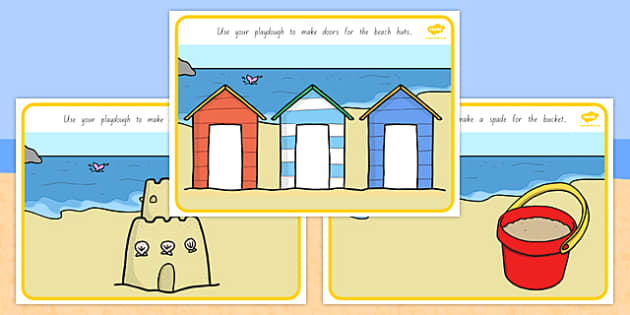 Seaside Playdough Mats (teacher made) - Twinkl