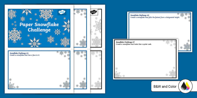 Paper Snowflake Challenge Cards for 6th-8th Grade - Twinkl