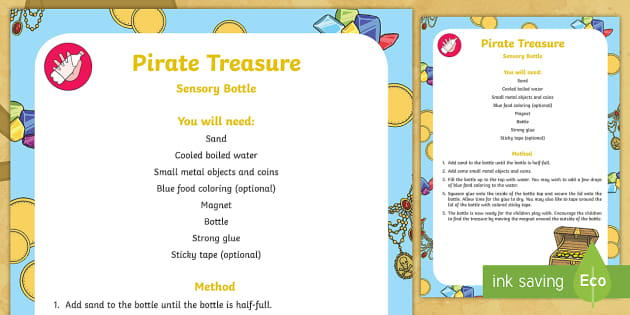 Pirate Treasure Sensory Bottle Activity (teacher made)