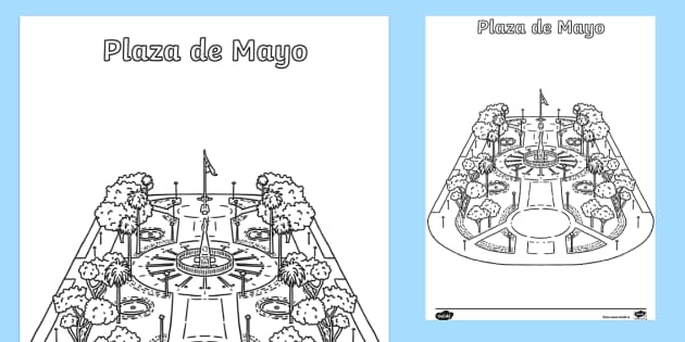 Hoja para colorear: Plaza de Mayo- Guía de trabajo - Twinkl