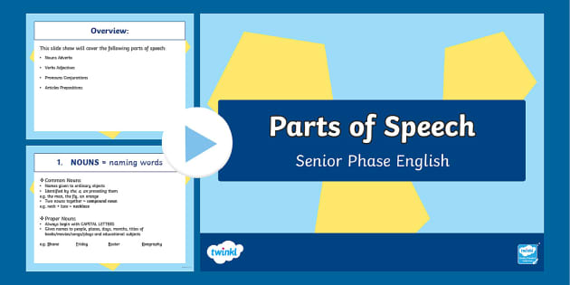 Parts of Speech - Senior Phase HL (Teacher-Made) - Twinkl