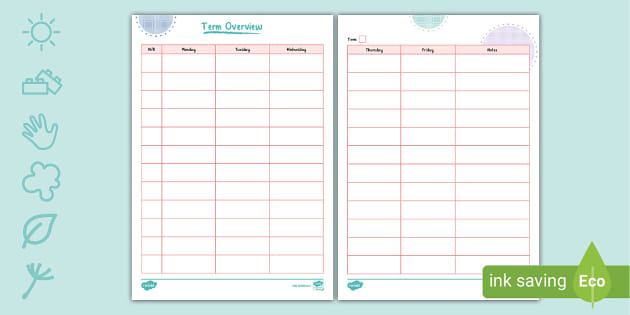 Term Overview Planner Template ELC (Teacher-Made) - Twinkl