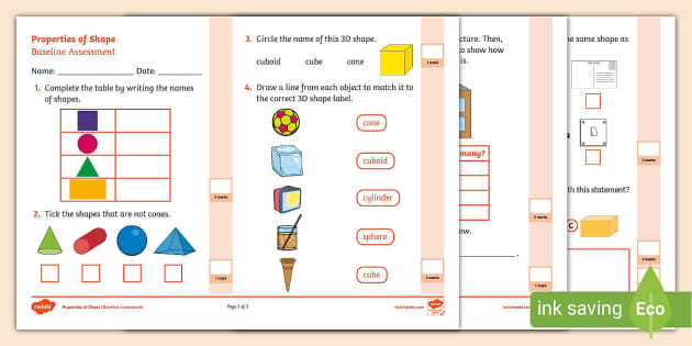 👉 Year 2 Properties of Shape Baseline Assessment - Twinkl