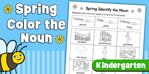 Kindergarten Spring Identify the Noun Worksheet