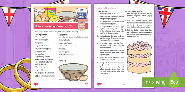 Bake a Cake in a Tin Recipe (Teacher-Made) - Twinkl