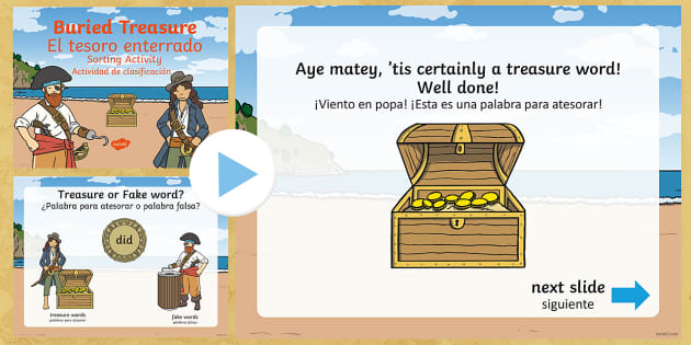 Pirate Buried Treasure Sorting Activity PowerPoint - English / Spanish ...
