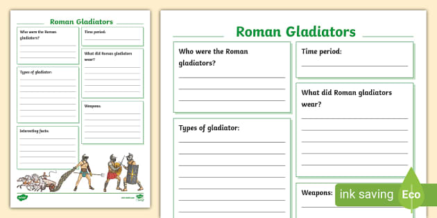 Roman Gladiators Fact File Template (teacher made) - Twinkl