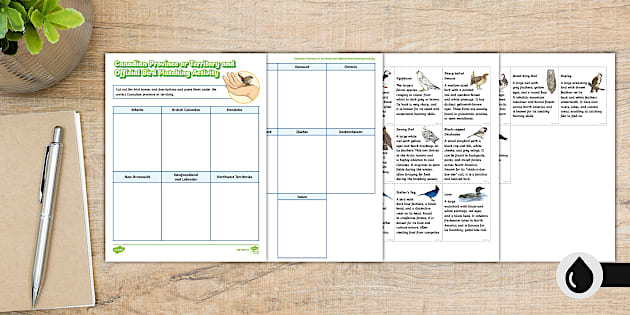 Canadian Regions & Official Bird Matching Activity