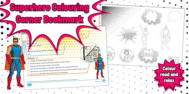 Superhero Colouring Corner Bookmark