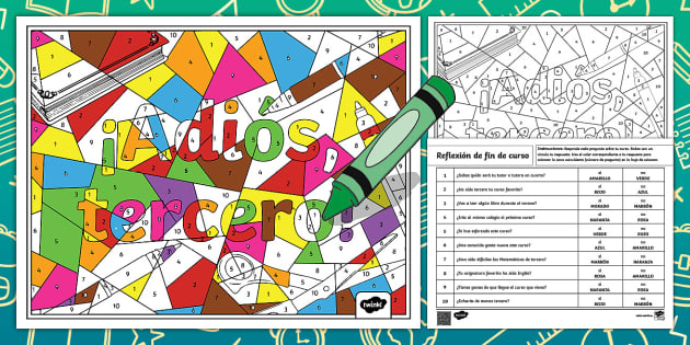 Hoja de colorear: Reflexión de fin de curso - Tercero