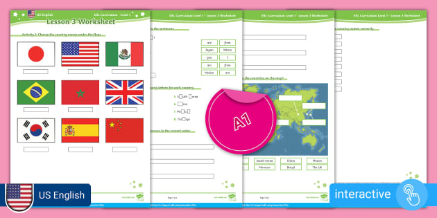 ESL Curriculum (US-English) Lesson 3 Interactive Worksheet