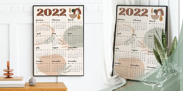 Boho Earth Tone 2022 Wall Calendar Poster (teacher made)